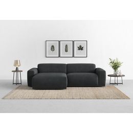 Ecksofa Trendmanufaktur, B:255cm H:72cm T:160cm, grau, 100% Polyester, Wohnzimmer, Sofas, "Braga, mit hochwertigem Kaltschaum, L-Form, in Cord