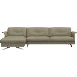 Ecksofa FLEXLUX, B:305cm H:81cm T:158cm, gr&uuml;n, 100% Polyester, Wohnzimmer, Sofas, "Glow, super bequem durch hochwertigem Sitzaufbau mit Federkern,