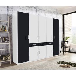 Kleiderschrank Priess, B:230cm H:193cm T:55cm, schwarz, Holzwerkstoff, Schlafzimmer, Schr&auml;nke, wahlweise mit Kranzbeleuchtung