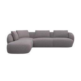 Ecksofa FLEXLUX, B:296cm H:85cm T:237cm, braun, Wohnzimmer, Sofas, "Torino, rund, L-Form, Sofa-Ecke mit Ottomane", Modernes, organisches Sofa-Design,