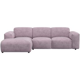 Ecksofa FLEXLUX, B:251cm H:73cm T:171cm, lila, 85% Polyester/15%Polyamide, Wohnzimmer, Sofas, "Lucera Chaislongue rechts oder links, L-Form, bequem",