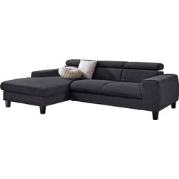 Ecksofa COTTA, B:244cm H:72cm T:166cm, grau, Microfaser PRIMABELLE (100% Polyester);Flachgewebe (100% Polyester);Samtvelours (100% Polyester),