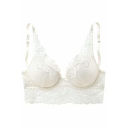 Lascana Damen Bustier, Gr. 85, wei&szlig;, Spitze, Obermaterial: 60% Polyamid, 35% Polyester, 5% Elasthan, BHs, Push-up-BH aus floraler Spitze, Dessous