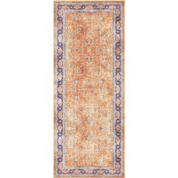 Teppich ELLE DECORATION, B:80cm H:5mm L:200cm, gold, Polyester, Wohnzimmer, Teppiche, "Keshan Maschad", Orientalisch, L&auml;ufer, Kurzflor, Vintage,