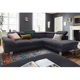 Ecksofa COTTA, B:266cm H:73cm T:214cm, schwarz, Struktur (100% Polyester);Chenille (90% Polyester, 10% Polyamid), Wohnzimmer, Sofas, "Driver L-Form",