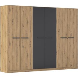 Dreht&uuml;renschrank Rauch, B:271cm H:210cm T:54cm, grau, Holzwerkstoff, Schr&auml;nke, "Kleiderschrank Schrank Garderobe Garderobenschrank Stauraumwunder