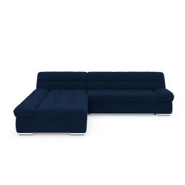 Ecksofa DOMO collection, B:297cm H:80cm T:173cm, blau, Struktur fein 100% Polyester;Chenilleoptik 100% Polyester;SOFTLUX/Struktur fein 100%