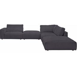 Ecksofa Musterring, B:340cm H:81cm T:346cm, braun, Flachgewebe FLORIS (100% Polyester);Flachgewebe VALMONT (60% Baumwolle/ 40% Leinen);Microfaser