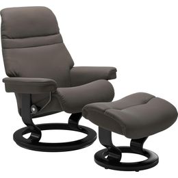 Fu&szlig;hocker stressless, B:57cm H:39cm T:40cm, grau, Leder BATICK: BATICK ist ein leicht korrigiertes, durchgef&auml;rbtes und genarbtes M&ouml;belleder, bei dem