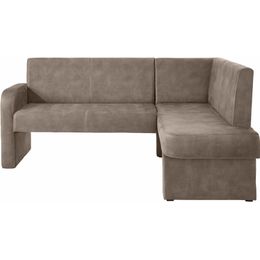 Eckbank Home Affaire, B:190cm H:89cm T:140cm, braun, Holzwerkstoff, Massivholz, Polyester, Esszimmer, Sitzb&auml;nke, "Umag", Sitz und R&uuml;cken gepolstert,