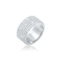 Elli Damen Fingerring "Breit Bandring Dots Kugeln 925 Silber", 58mm, ohne Stein, Silber 925 (Sterlingsilber), 10mmsilber, Silber 925