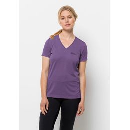 Jack Wolfskin Damen V-Shirt "CROSSTRAIL T WOMEN", lila, Gr. XS, OBERSTOFF: 100% POLYESTER, Shirts