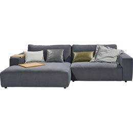 Ecksofa Musterring, B:296cm H:81cm T:190cm, grau, Flachgewebe VALMONT (60% Baumwolle/40% Leinen);Leder PURO, pigmentiertes Leder;Microfaser CRONA