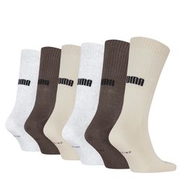 Puma Herren Socken "Puma UNISEX CUSHIONED NEXT CREW 6P ECOM", Gr. 35, braun, Baumwollmischung, Socken, mit Logoschriftzug an der R&uuml;ckseite