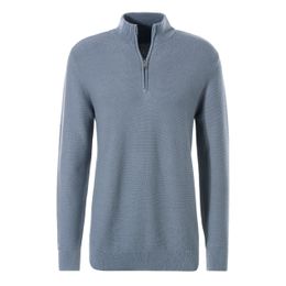 Herren Troyer, blau, Gr. XXL, AUTHENTIC LE JOGGER, unifarben, Strick, Obermaterial: 50% Baumwolle, 50% Polyacryl, Pullover, Pullover mit Stehkragen