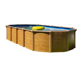 Ovalpool KWAD, B:370cm H:132cm L:610cm, blau, Schwimmbecken, "Green line Evolution", 6,1x3,7x1,32 wood Folie in blau, sand oder grau erh&auml;ltlich