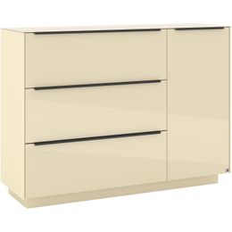 Sideboard, B:137cm H:102cm T:42cmkaschmir matt lack, glas kaschmir glanz, SET ONE BY Musterring, Glas, Holzwerkstoff, Wohnzimmer, Sideboards, "Reno",
