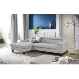 Ecksofa COTTA, B:244cm H:72cm T:166cm, grau, Microfaser PRIMABELLE (100% Polyester);Flachgewebe (100% Polyester);Samtvelours (100% Polyester),