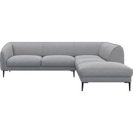 Ecksofa FLEXLUX, B:268cm H:74cm T:209cm, grau, 100% Polyester, Wohnzimmer, Sofas, "Belle Designsofa, L-Form, B/T 268/209 cm", Skandinavisches Design,