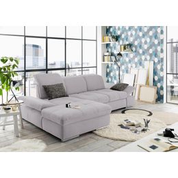 Ecksofa, B:284cm H:80cm T:190cm, silber, SET ONE BY Musterring, Wohnzimmer, Sofas, "SO4100 V", mit verstellbaren Kopfteilen, wahlweise mit