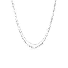Elli Damen Gliederkette "Layer Glieder Oval Basic Chunky Chain 925 Silber", 40, ohne Stein, Silber 925 (Sterlingsilber), L: 40, silber, Silber 925