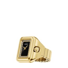 Fossil Damen Quarzuhr "RAQUEL WATCH RING", gold, Armbanduhren, Armbanduhr, Damenuhr, Edelstahlarmband, analog, Glassteine