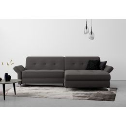 Ecksofa Home Affaire, B:284cm H:89cm T:179cm, grau, 100% Polyester, Wohnzimmer, Sofas, "Maredo L-Form", Federkern, wahlweise auch mit Kopfteil- und