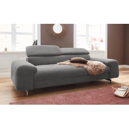 3-Sitzer COTTA, B:232cm H:72cm T:105cm, grau, Chenille (90% Polyester, 10% Polyamid);Struktur (100% Polyester), Sofas, "Chef", mit Kopfteilverstellung