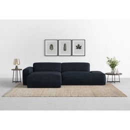 Ecksofa Trendmanufaktur, B:275cm H:72cm T:160cm, blau, 100% Polyester, Wohnzimmer, Sofas, "Braga, mit hochwertigem Kaltschaum, L-Form, in Cord