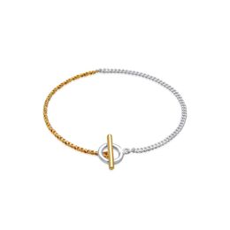 Elli Damen Armband "Panzerkette Kordel Kreis Stab Bi-Color 925 Silber", 17cm, ohne Stein, Silber 925 (Sterlingsilber), silber, Silber 925