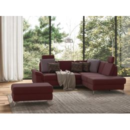 Sit & More Ecksofa SIT & MORE, B:276cm H:89cm T:228cm, rot, Wohnzimmer, Sofas, "Padua L-Form", inklusive Sitztiefenverstellung, Armteilfunktion und Federkern