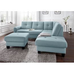 Sit & More Ecksofa SIT & MORE, B:240cm H:91cm T:214cm, blau, Luxus-Microfaser (100% Polyester)IStruktur fein (100% Polyester)IFlachgewebe (95% Polyester, 5%