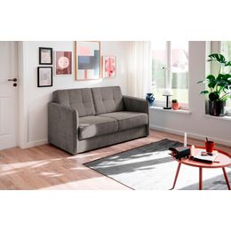 Schlafsofa Home Affaire, B:147cm H:89cm T:87cm, grau, 100% Polyester, Wohnzimmer, Sofas, "Milano", zwei einzeln ausziehbare Liegefunktionen