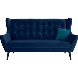 3-Sitzer Home Affaire, B:197cm H:107cm T:94cm, blau, Samtvelours (100% Polyester);Luxus-Microfaser (100% Polyester);Struktur (94% Polyester, 6%