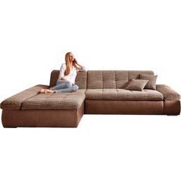 Ecksofa DOMO collection, B:300cm H:80cm T:172cm, bunt, Kunstleder SOFTLUX / Struktur (90% Polyester/ 10% Polyacryl);Microfaser PRIMABELLE (100%
