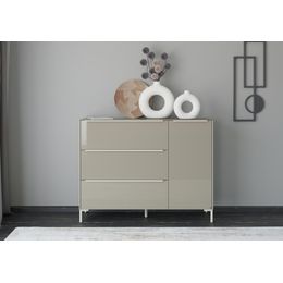 Sideboard "Reno", taupe matt lack, glas taupe glanz, B:137cm H:108cm T:42cm, Glas, Holzwerkstoff, SET ONE BY Musterring, Sideboards, Sideboard, Mit Winkelfu&szlig; in diversen Farben, 108 cm H&ouml;he & Farbauswahl