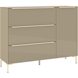 Sideboard, B:137cm H:108cm T:42cm, beige, SET ONE BY Musterring, Glas, Holzwerkstoff, Wohnzimmer, Sideboards, "Reno", Mit Winkelfu&szlig; in diversen