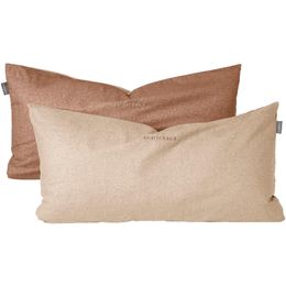 Kissenh&uuml;llen Schiesser, B:40cm L:80cm, beige, Renforc&eacute;, Renforc&eacute;, Kissenbez&uuml;ge, "Doubleface aus weicher Baumwolle mit edlem Melangeeffekt in