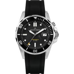 Jacques Lemans Herren Kineticuhr "Hybromatic", schwarz, Armbanduhren, Armbanduhr, Herrenuhr, Silikonarmband, analog, Tag