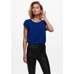 Only Damen Kurzarmbluse "ONLVIC &ndash; feminines Blusenshirt in lockerer Form", blau, Gr. 38, unifarben, Web, Obermaterial: 97% Polyester, 3% Elasthan,