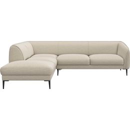 Ecksofa FLEXLUX, B:268cm H:74cm T:209cm, wei&szlig;, 100% Polyester, Wohnzimmer, Sofas, "Belle Designsofa, L-Form, B/T 268/209 cm", Skandinavisches Design,
