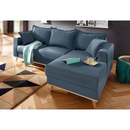 Ecksofa Home Affaire, B:228cm H:83cm T:151cm, blau, Webstoff (100% Polyester);Baumwollmix (50% Baumwolle, 50% Polyester);Baumwollmix (50% Baumwolle,