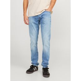 Jack & Jones JACK & JONES Herren Slim-fit-Jeans "JJIGLENN JJWARD JJ 322 N", blau, Gr. 34, Abriebeffekte, Denim/Jeans, Obermaterial: 99% Baumwolle, 1% Elasthan,