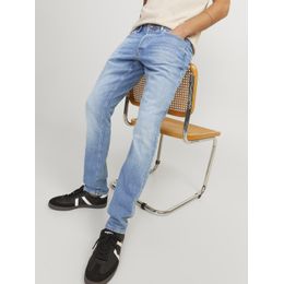 Jack & Jones JACK & JONES Herren Slim-fit-Jeans "JJIGLENN JJWARD JJ 322 N", blau, Gr. 30, Abriebeffekte, Denim/Jeans, Obermaterial: 99% Baumwolle, 1% Elasthan,