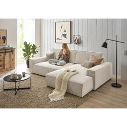 Ecksofa Home Affaire, B:284cm H:90cm T:195cm, beige, 100% Polyester, Wohnzimmer, Sofas, "NEU: SHERWOOD XXL 284, Big-Sofa L-Form, tiefe Sitzfl&auml;che 95