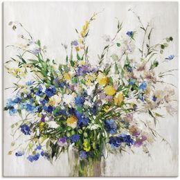 Leinwandbild Artland, B:70cm H:70cm, grau, Leinwand, Wohnzimmer, Bilder, "Wildblumenstrau&szlig;", auf Holzrahmen gespannt