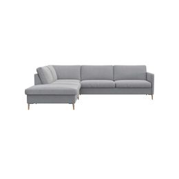 Ecksofa FLEXLUX, B:266cm H:85cm T:225cm, grau, 100% Polyester, Wohnzimmer, Sofas, "Fiore, L-Form", schmale Armlehnen, Kaltschaum, F&uuml;&szlig;e Alu+ Eiche