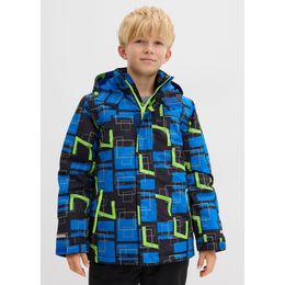 bonprix wasserdichte Funktionsjacke mit reflektierenden Details, schwarz, Gr.176/182, Coole Jungen Winterjacke mit Kapuze und verdecktem Rei&szlig;verschluss
