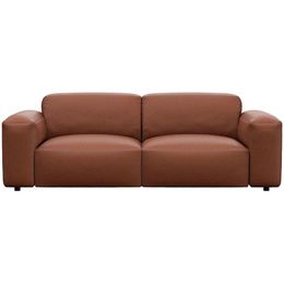 2,5-Sitzer FLEXLUX, B:219cm H:73cm T:102cm, braun, 100% Echteder, Sofas, "Lucera Sofa, super bequem durch hochwertigen Sitzaufbau mit Kaltschaum",