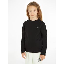 M&auml;dchen Sweatshirt "MONOGRAM MINI BADGE CREWNECK", schwarz, Gr. 4, Calvin Klein Jeans, unifarben, Sweatware, Obermaterial: 86% Baumwolle, 14%